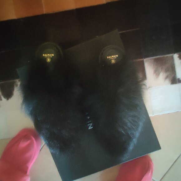 Balmain | Shoes | Balmain Fur Mules Size 42 Eu New Unisex M 12 W 1455 ...
